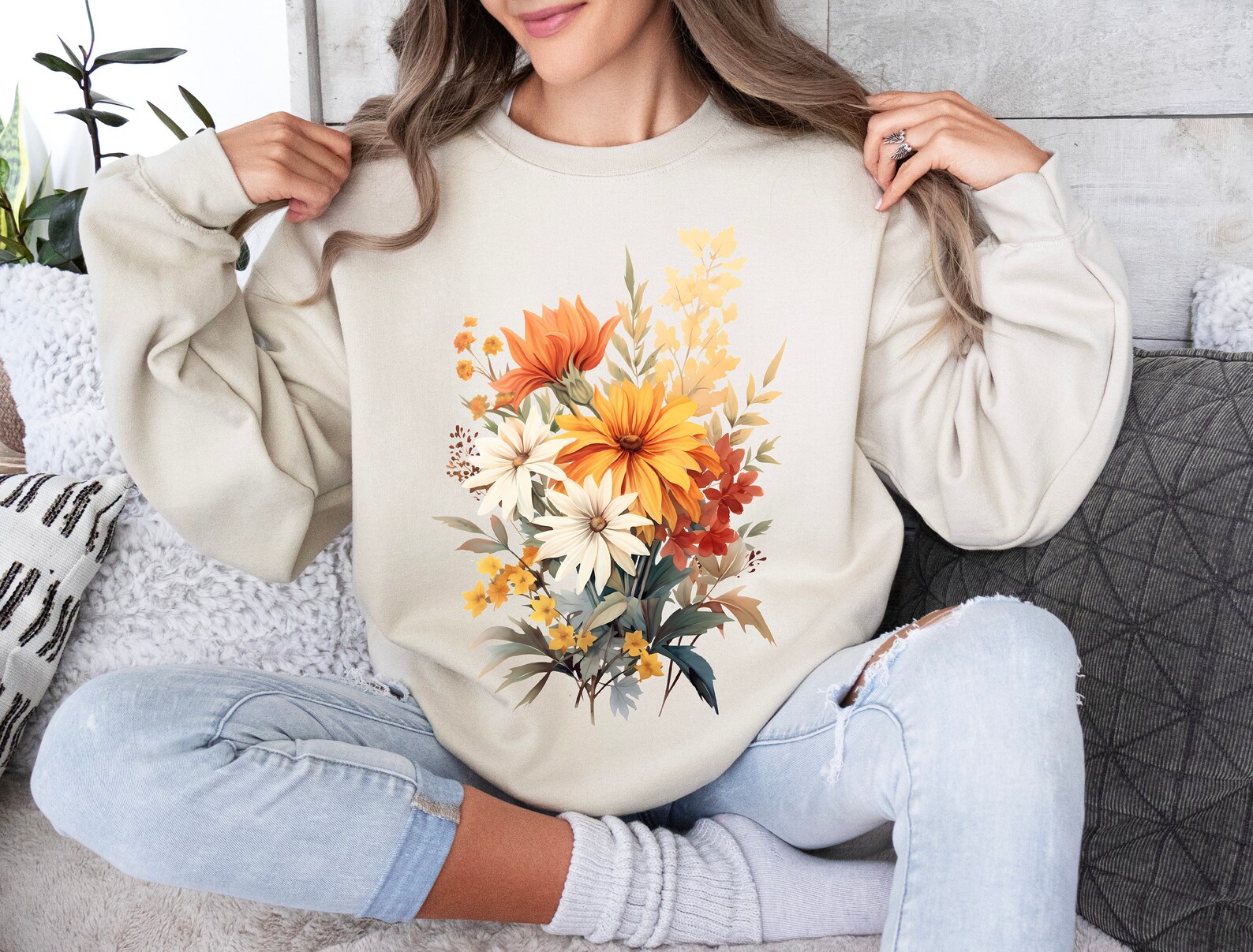 Flower Sweatshirt, Wild Flower Shirt, Gift for Her, Flower Shirt ...