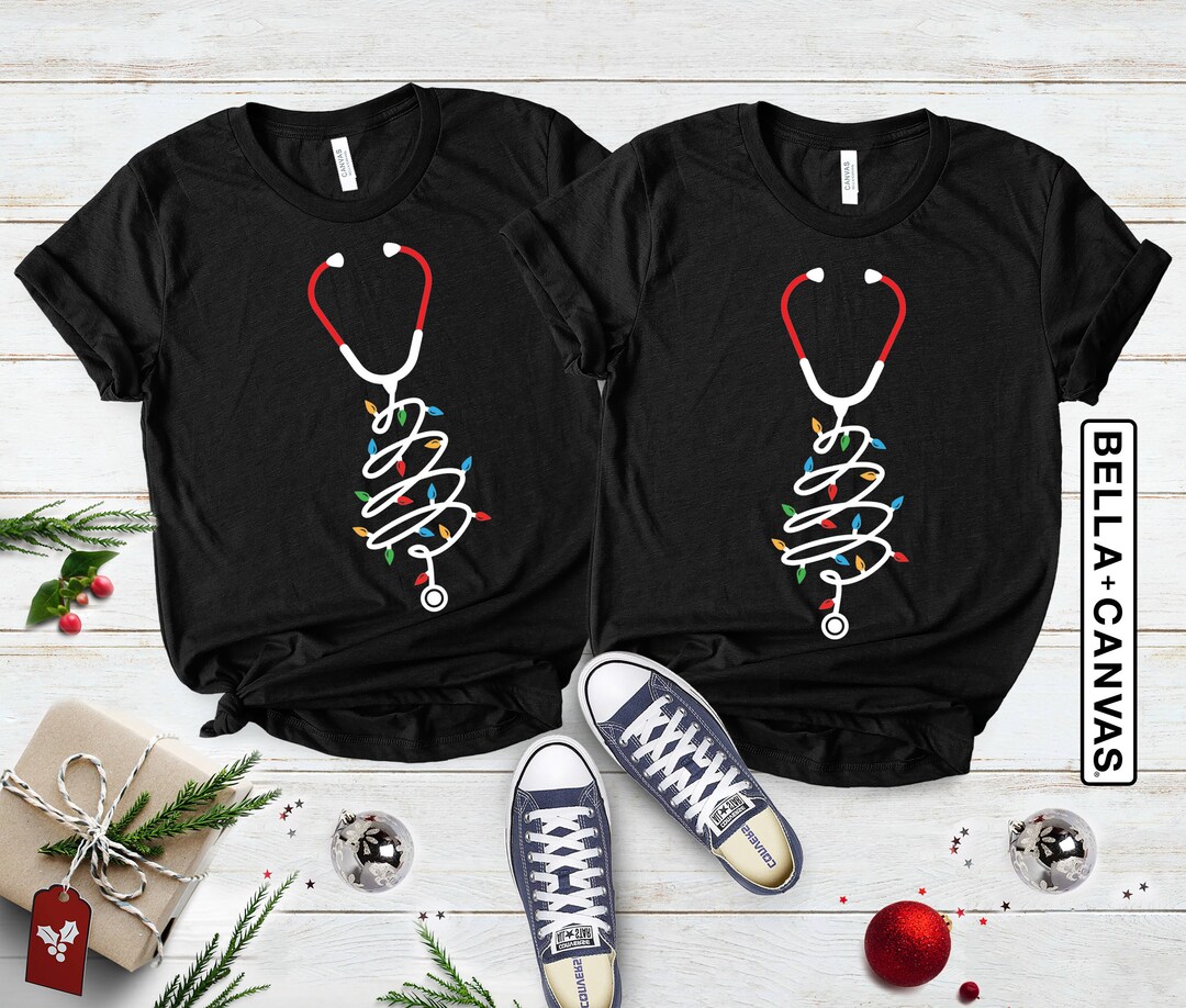 Nurse Stethoscope Christmas Tree Shirt, Merry Christmas Nurse Tee Shirt ...