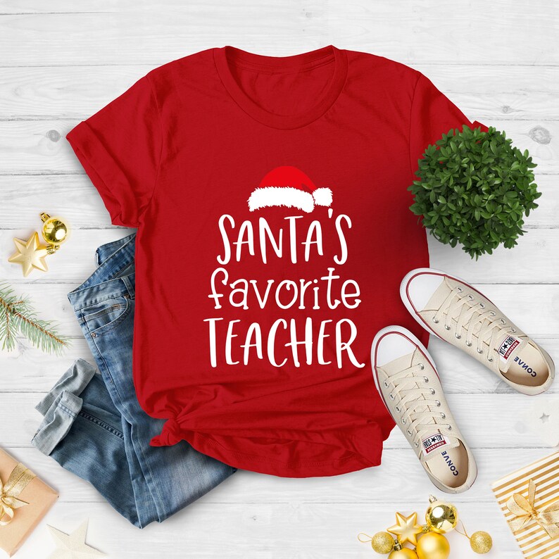 Christmas Teacher Shirt Santas Favorite Teacher Etsy