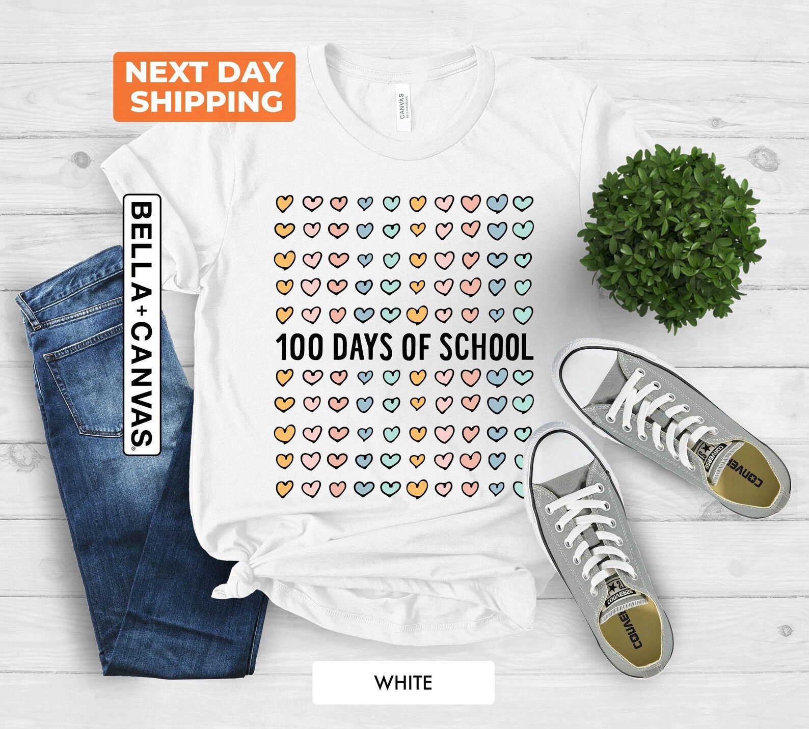 100 Days of School Shirt, 100th Day of School, 100 Days of Hearts Shirt ...
