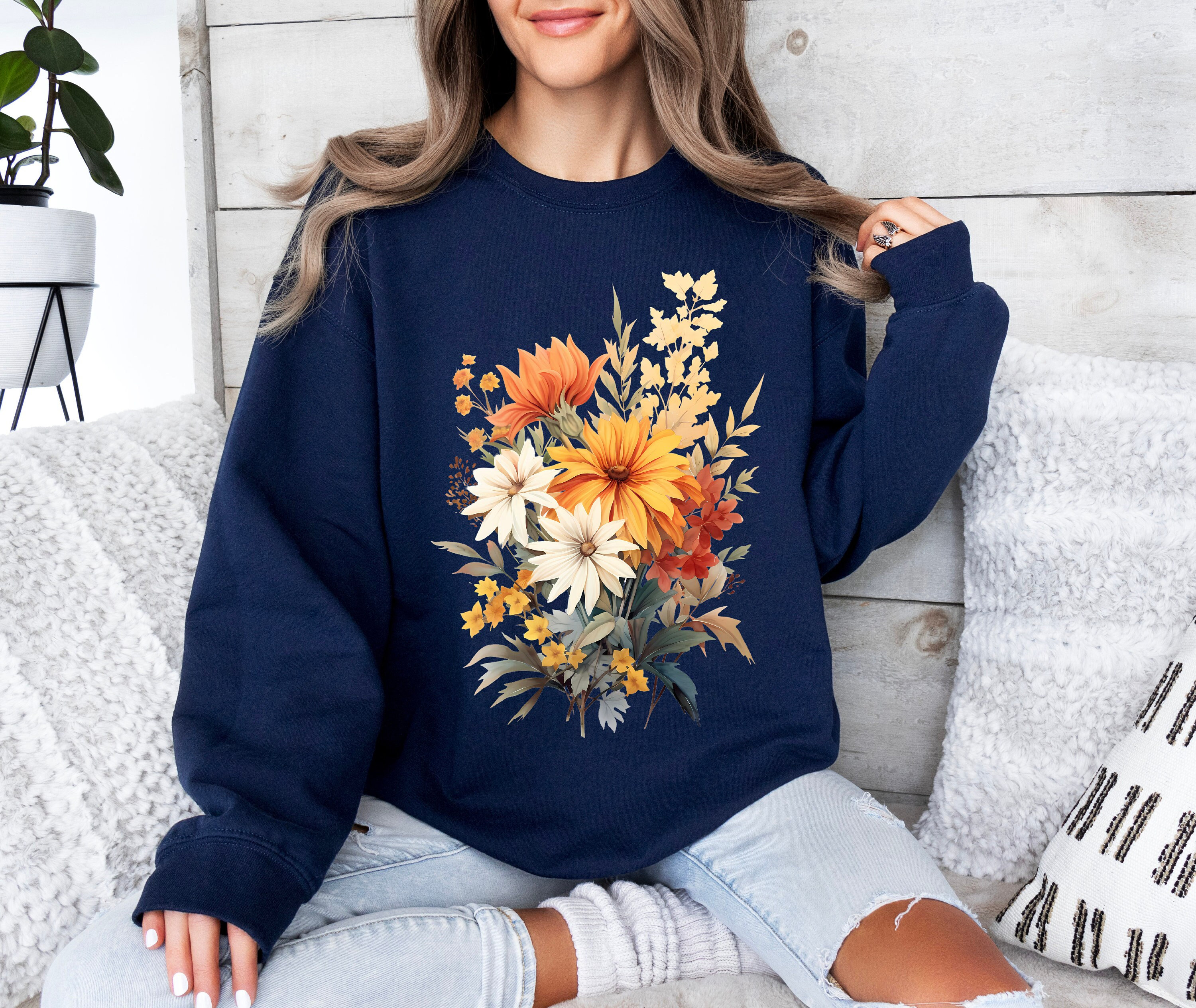 Flower Sweatshirt, Wild Flower Shirt, Gift for Her, Flower Shirt ...