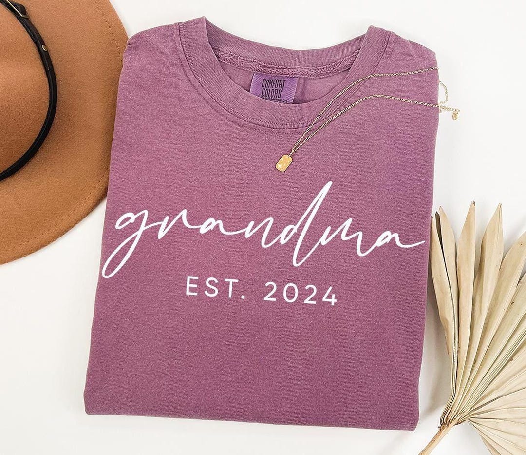Custom Comfort Colors® Grandma Shirt, Grandma Est Date Tshirt, Mothers ...