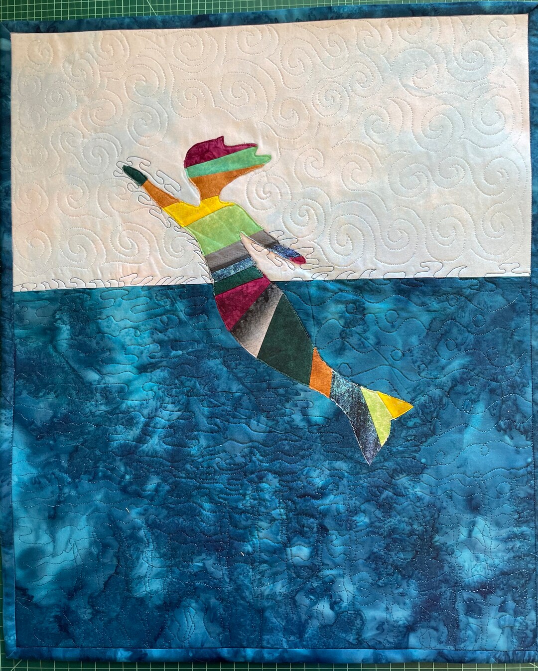 Mermaid in Ocean Art Quilt Wall Hanging. Quilting Resembles - Etsy