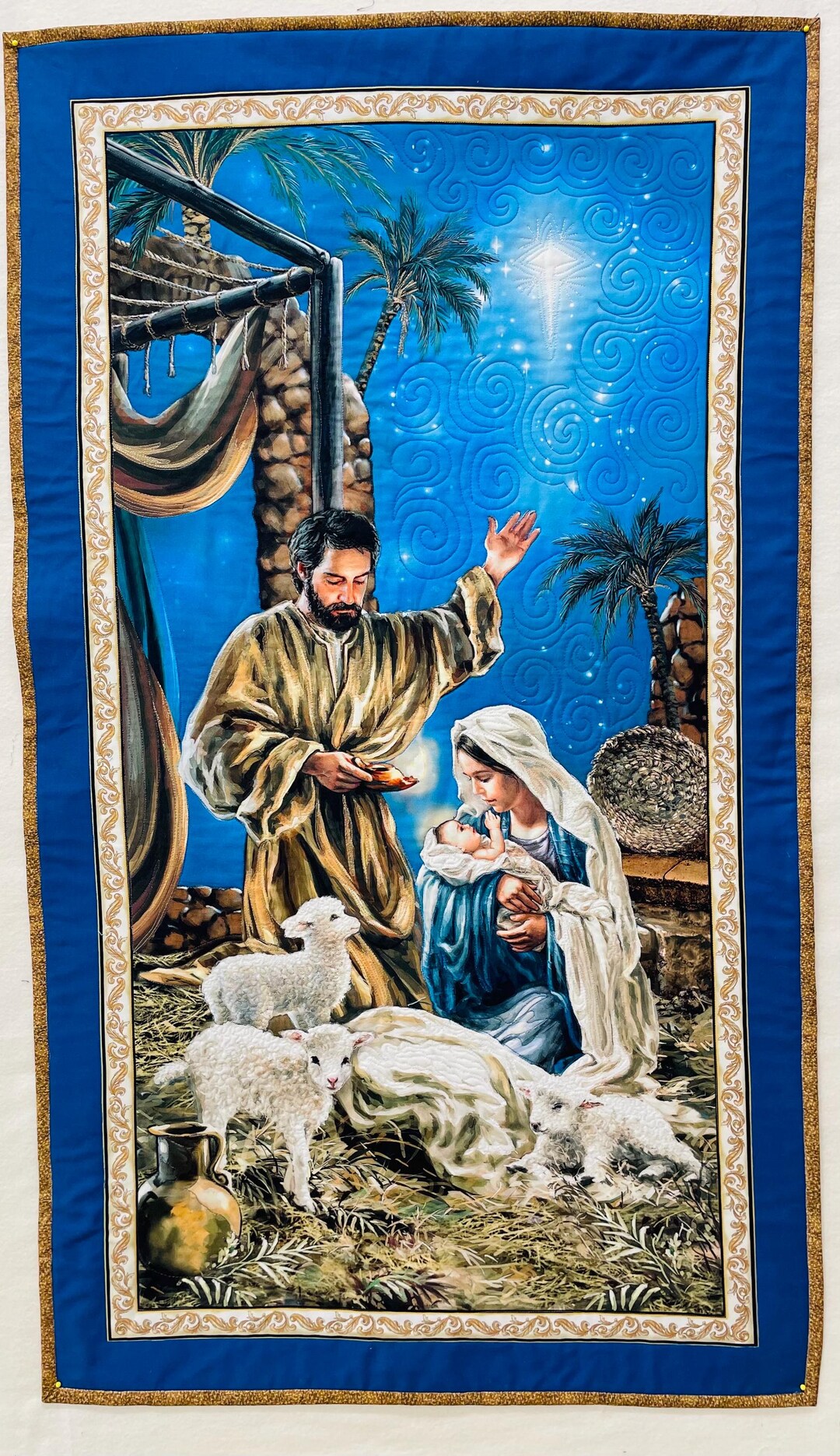 Art Quilt Wall Hanging. " the Nativity" Quilted in Matching Threads ...