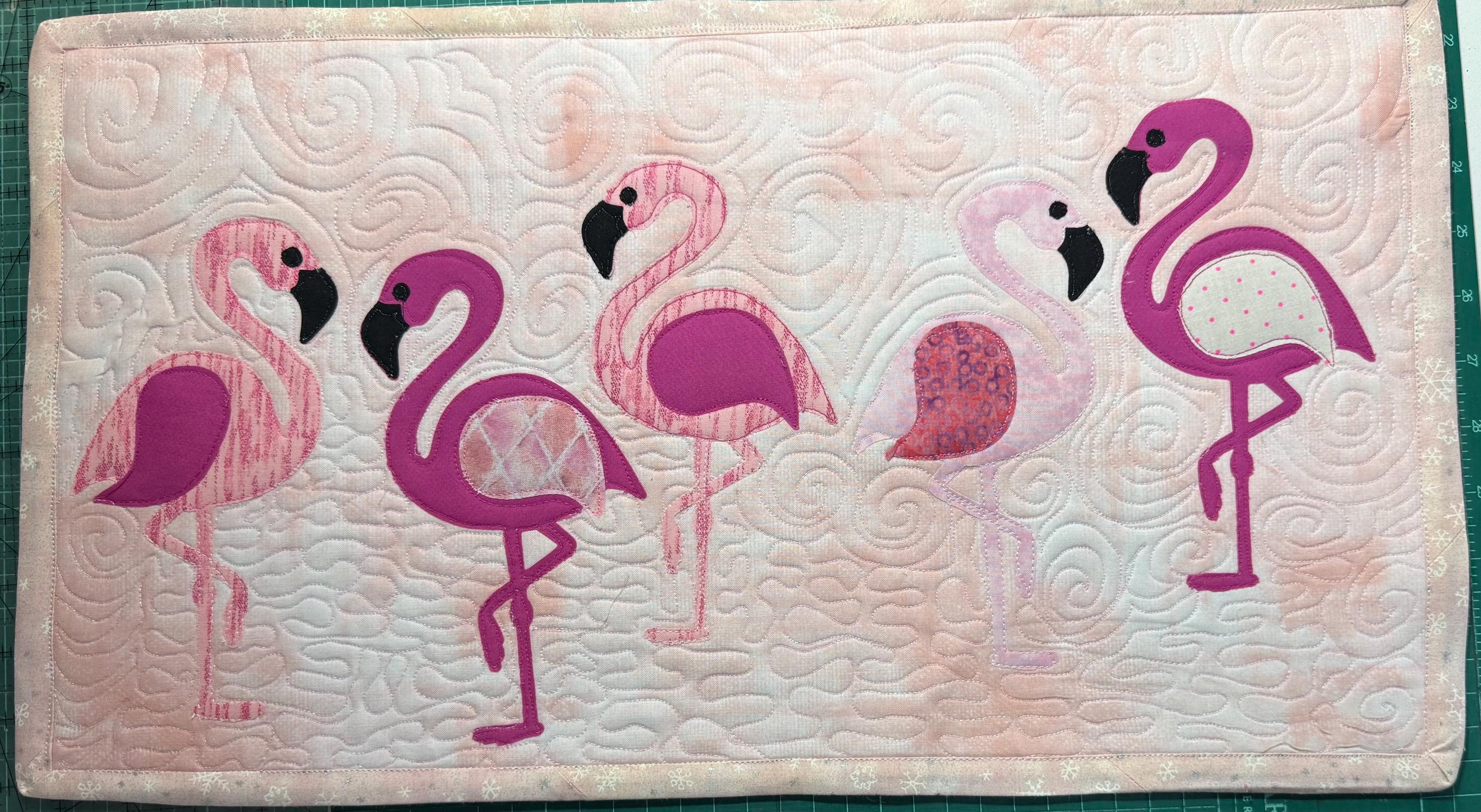 Pink Flamingo Flamingos. Tiny Collage Pink. Water Marks Below 5 Birds ...