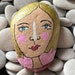 Pretty Girl Face Keepsake, Female Face Portrait on Rock With Golden ...
