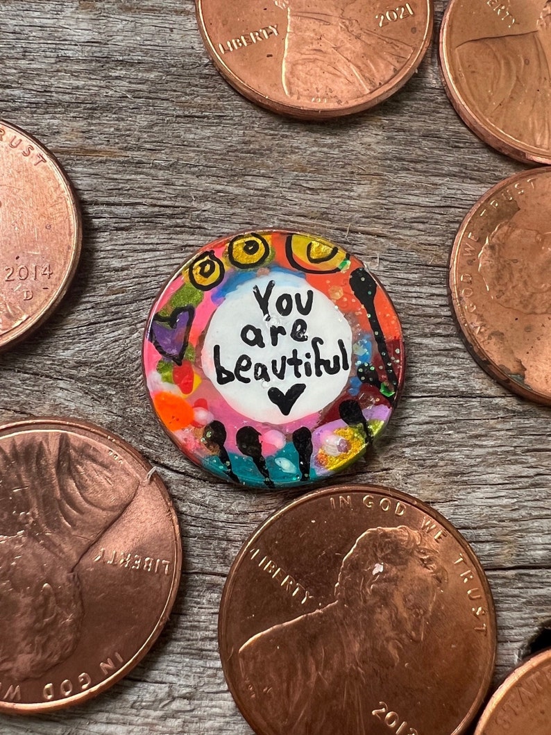 Painted Penny, You Are Beautiful, Hand Painted US Penny, Coin Painting ...