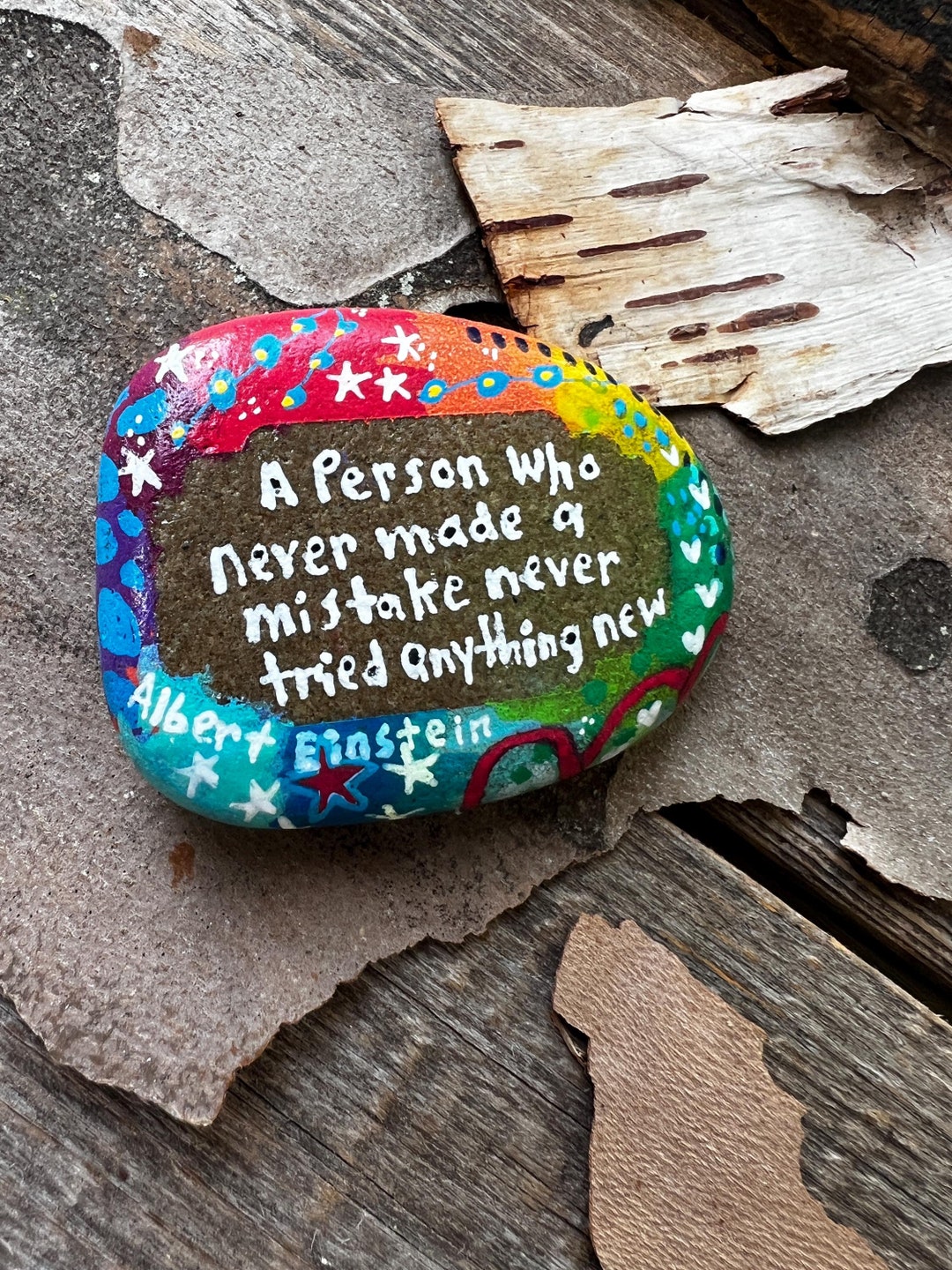 Hand Painted Rock: Albert Einstein Inspirational Quote Decor (2.45 ...