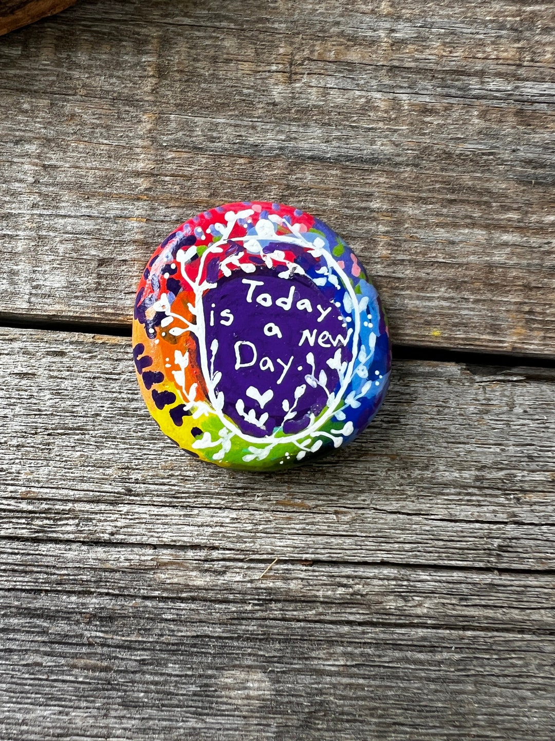 Embrace Fresh Beginnings - Today is a New Day, 1.71 Inch Hand Painted ...