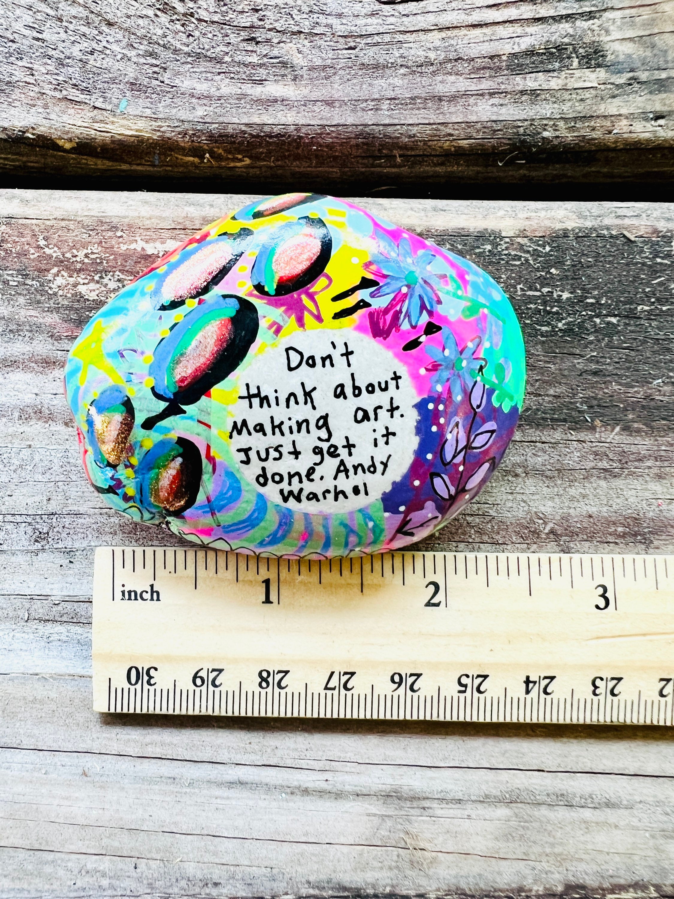 Andy Warhol Quote Painted Rock: Artistic Inspiration Decor (2.75 Inches ...