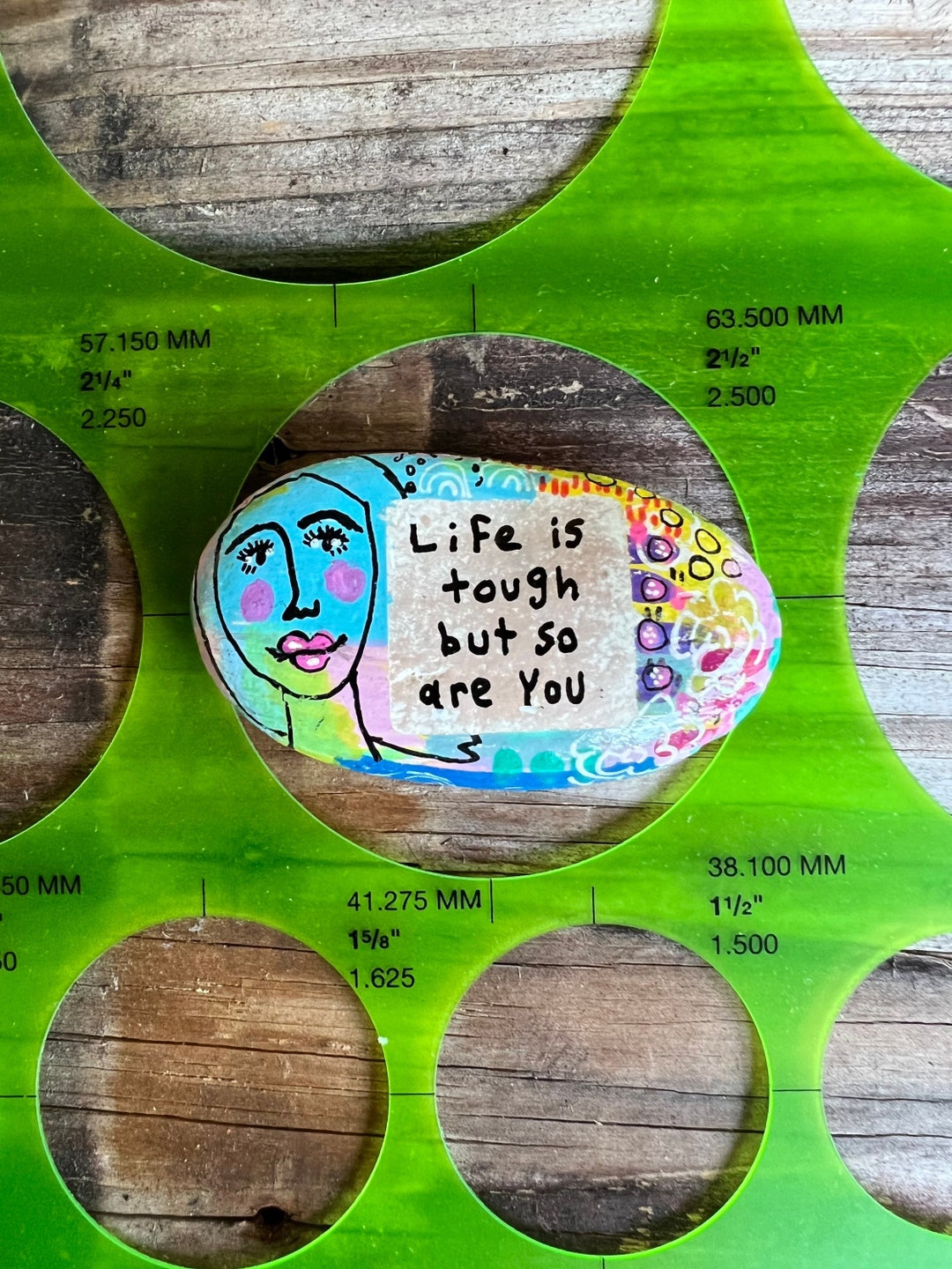 Inspirational Art, Life is Tough but so Are You, 2.75 Inch Painted Rock ...