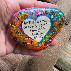 Heartfelt Gustav Klimt Art Quote Rock - 'art is a Line Around Your ...