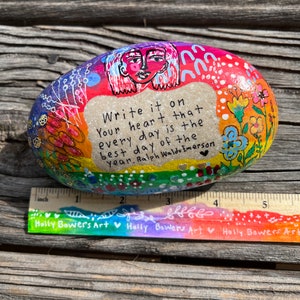 Rainbow Rock: Ralph Waldo Emerson Quote Inspirational Hand-painted Art ...