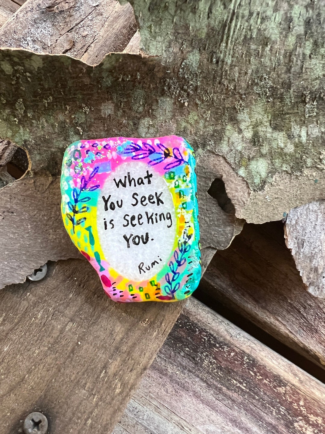 Rumi Quote, What You Seek is Seeking You, Oval, 2.25 Inch Santorini ...