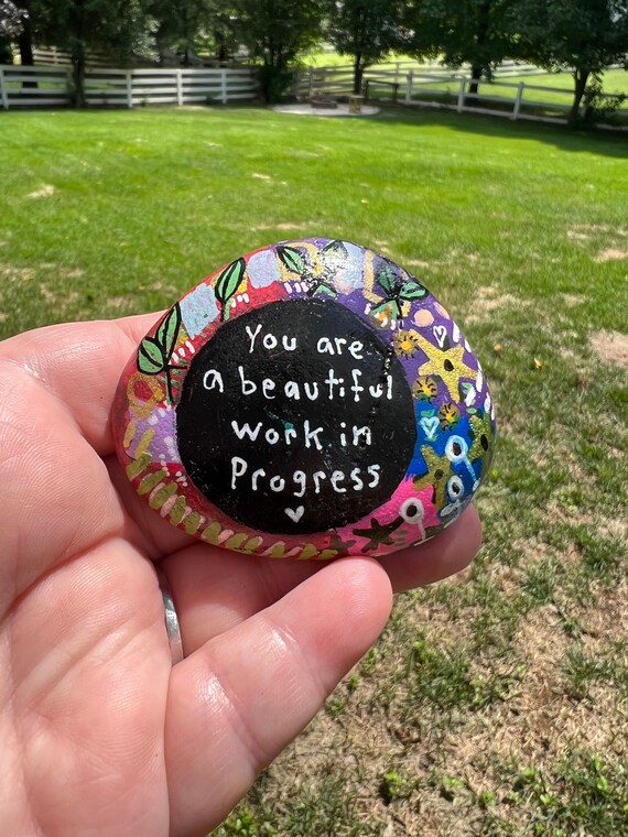 Inspirational Art You Are a Beautiful Work in Progress 2 3/4 - Etsy