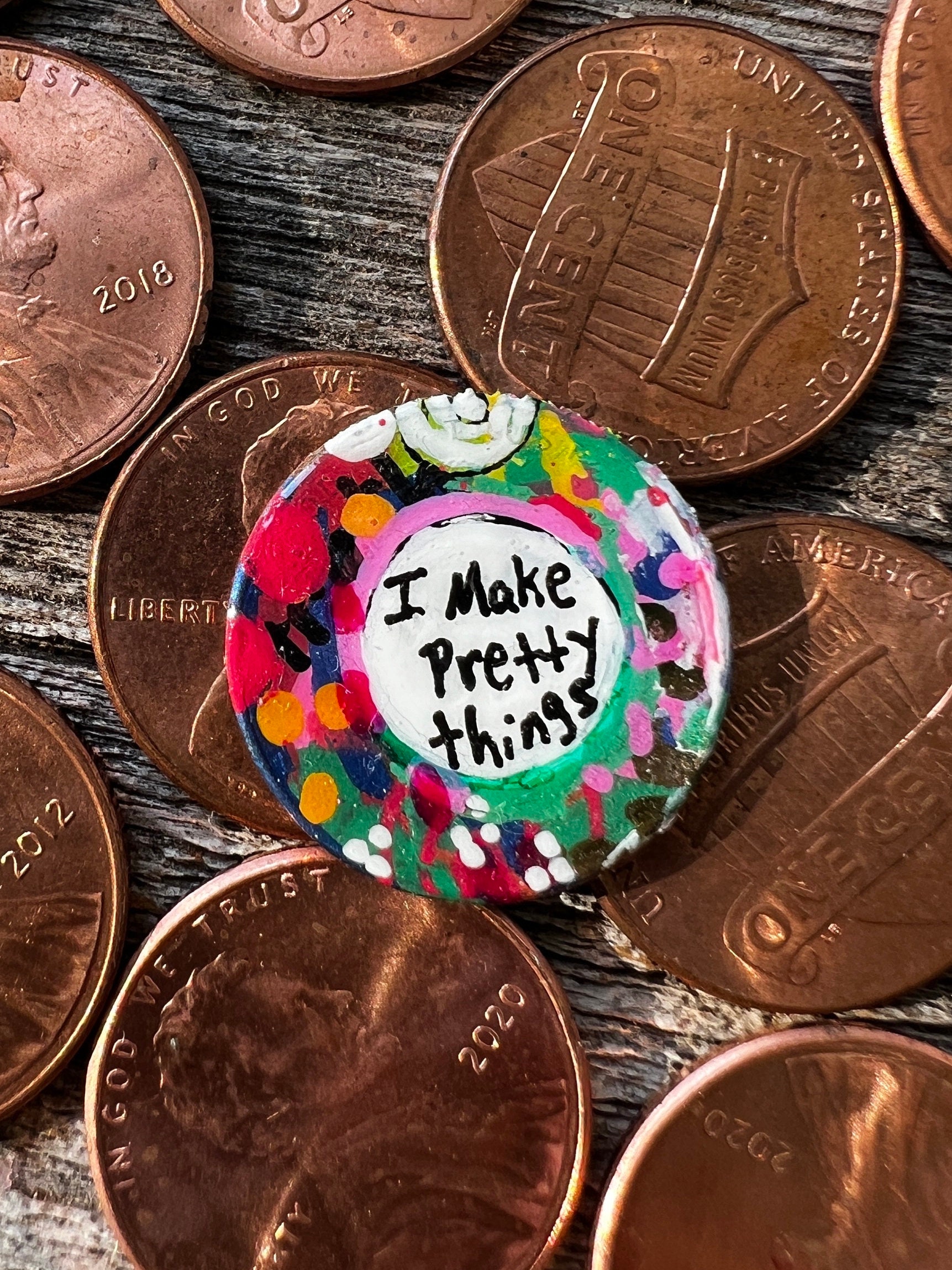 Painted Penny, I Make Pretty Things, Tiny Painting, Mini Painting, .75 ...