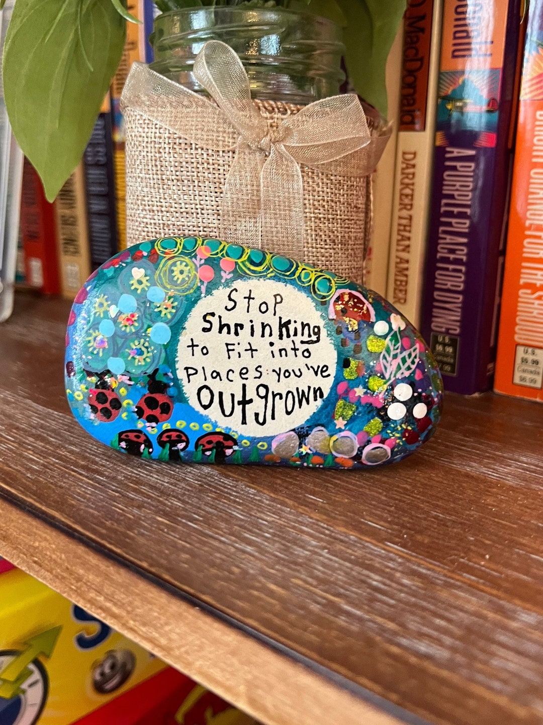 Empowering Blue Quote Rock Stop Shrinking and Embrace - Etsy