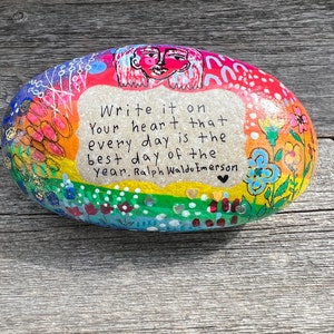 Rainbow Rock: Ralph Waldo Emerson Quote Inspirational Hand-painted Art ...