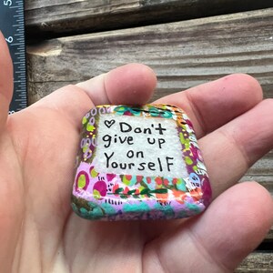 Never Give Up, Don't Give up on Yourself, 2.5-inch Santorini Painted ...