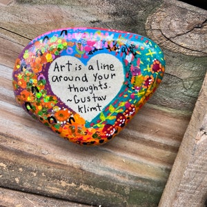 Heartfelt Gustav Klimt Art Quote Rock - 'art is a Line Around Your ...