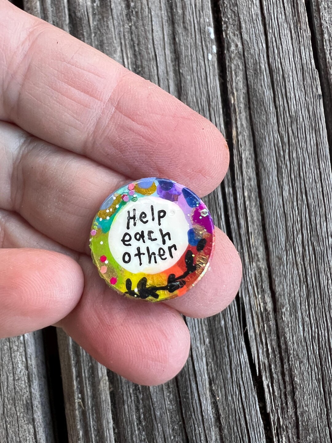 Hand-painted Penny: 'help Each Other' - Acrylic Coin Art .75 Inches - Etsy