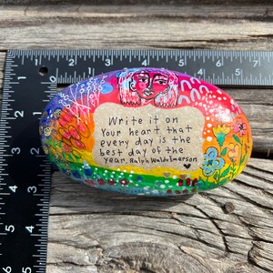 Rainbow Rock: Ralph Waldo Emerson Quote Inspirational Hand-painted Art ...