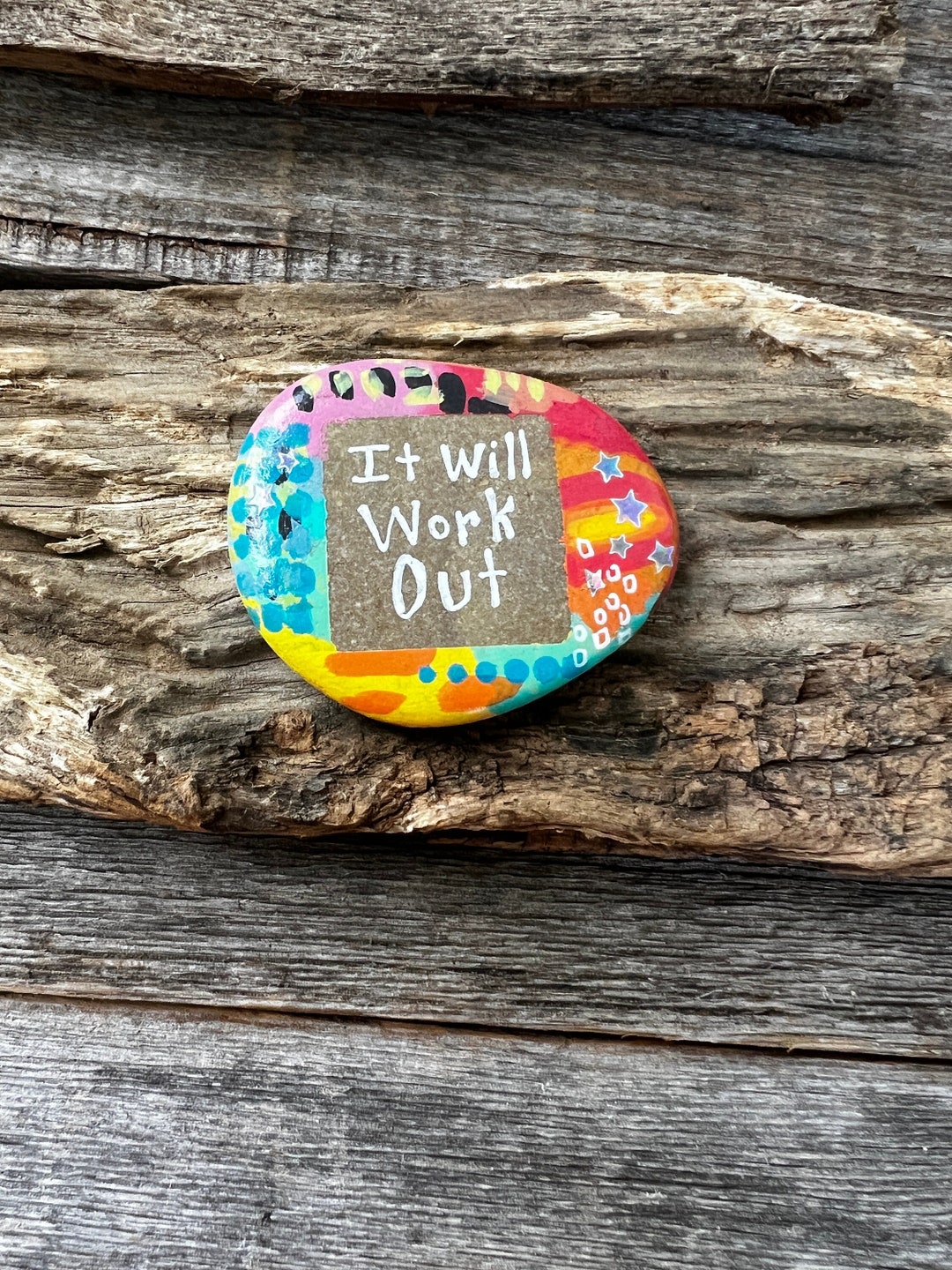 Color and Positivity - It Will Work Out - 2 Inch Hand-painted Rock - Etsy