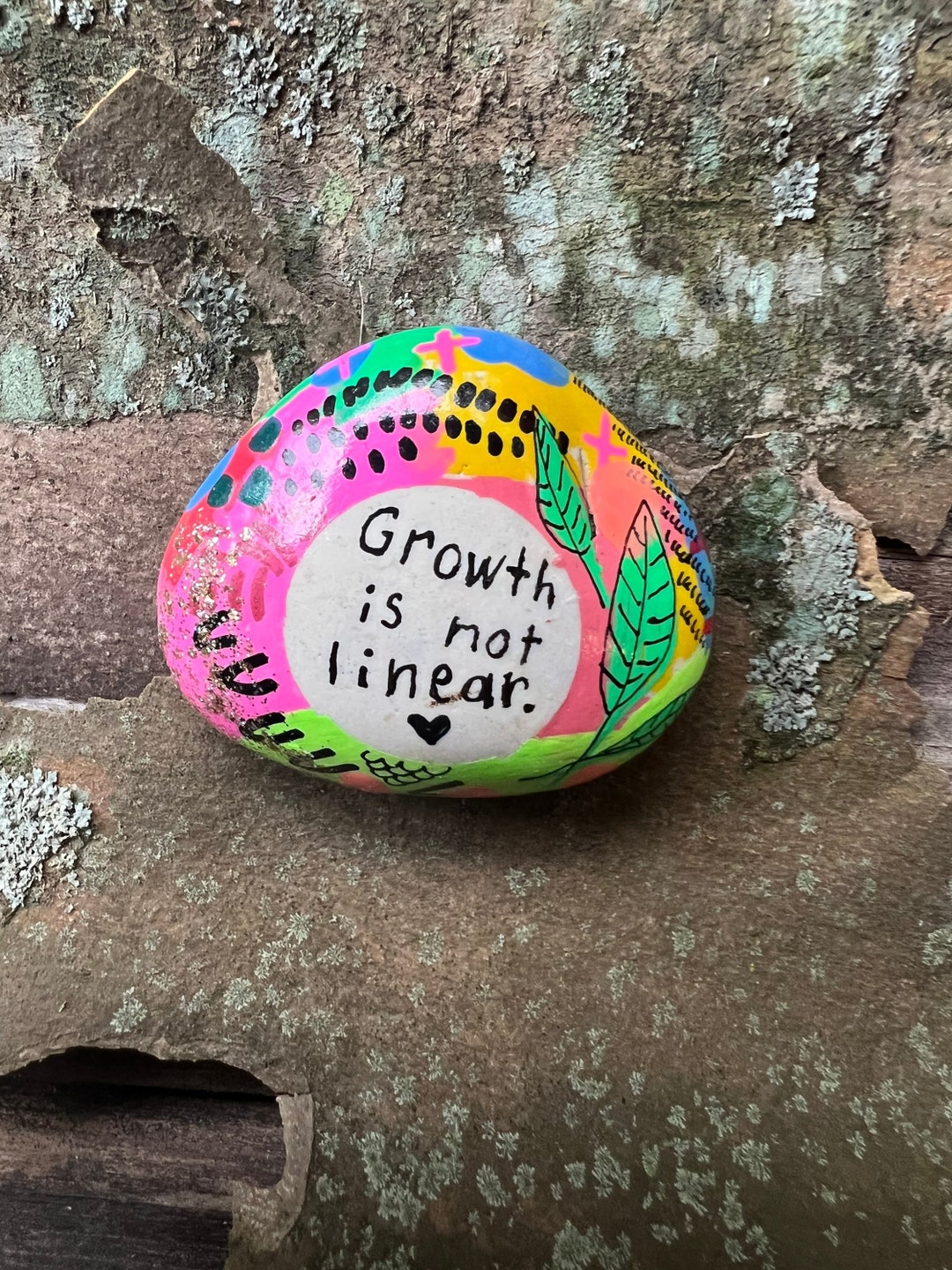Growth is Not Linear, 2-inch Colorful Art Painted Rock - Etsy