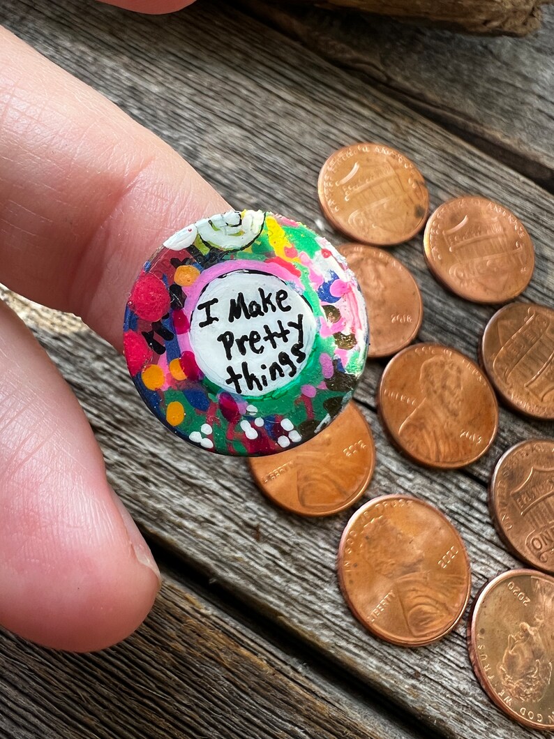 Painted Penny, I Make Pretty Things, Tiny Painting, Mini Painting, .75 ...