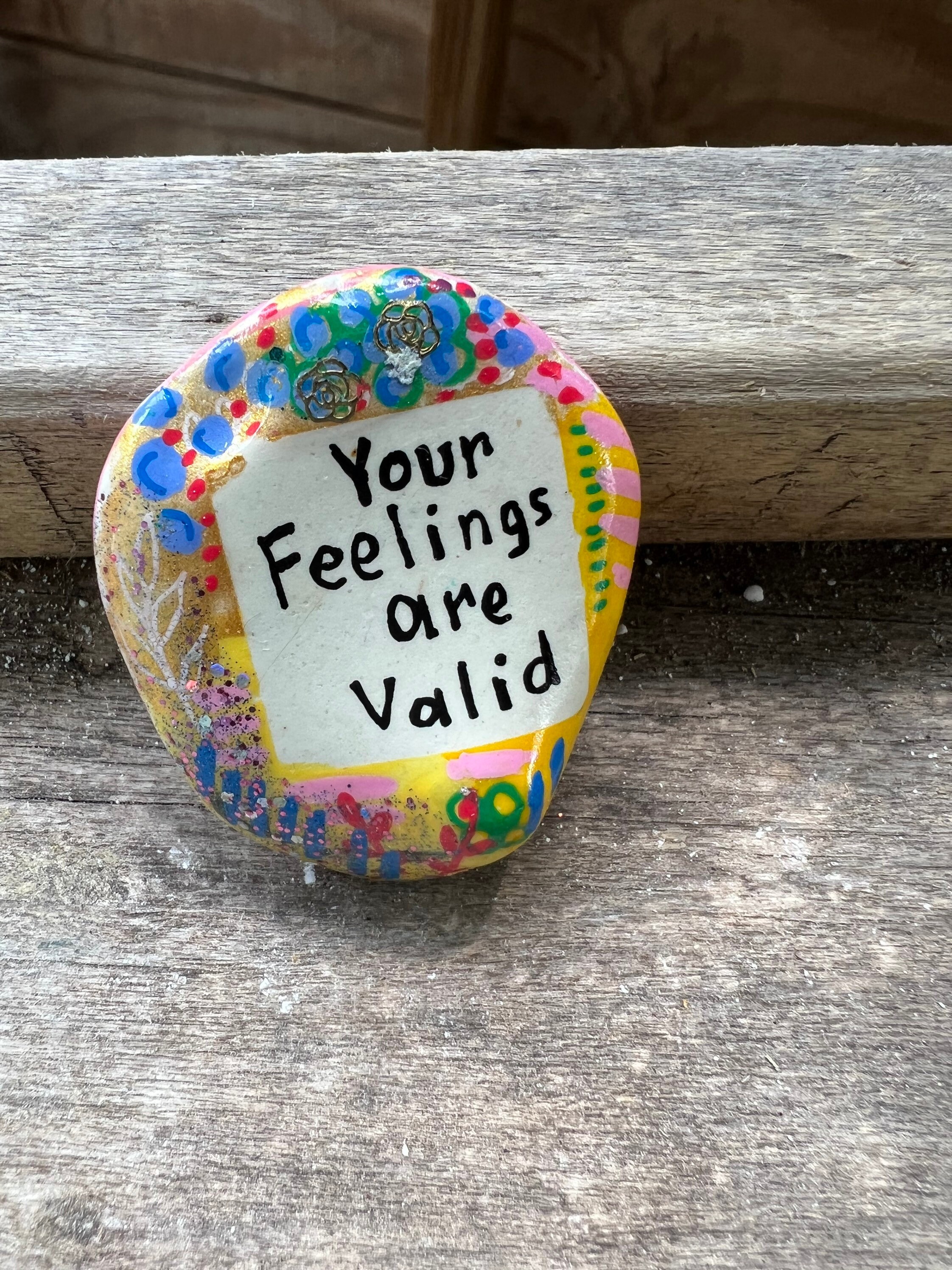 Empathy Stone, Your Feelings Are Valid, Yellow, 2 Inch Painted Rock - Etsy