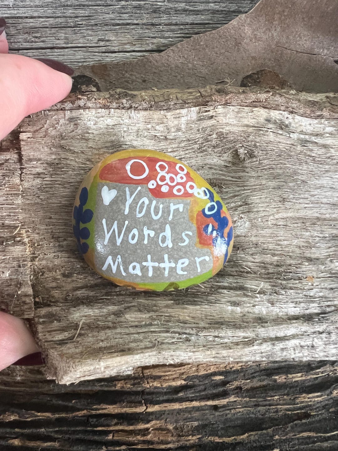 Miniature Hand-painted Rock With Motivational Message, Your Words ...