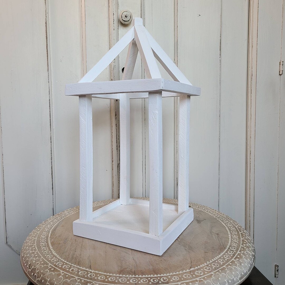 White Handcrafted Cedar Wood Lantern, Painted With Flat White Exterior ...