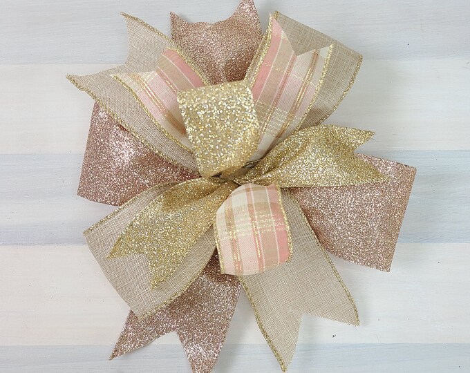 Romantic Pink Rustic Farmhouse Bow for Valentine's Day. Wreath Bow ...