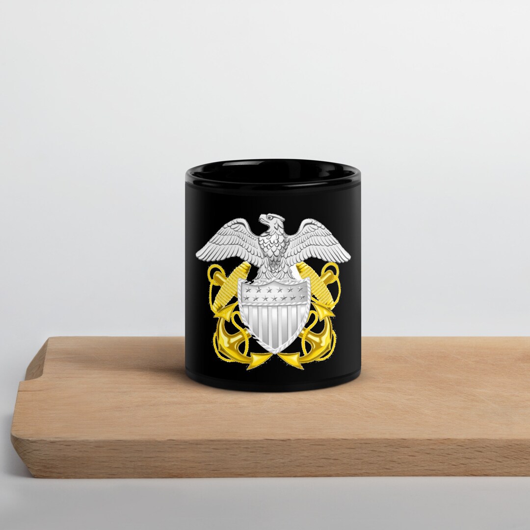 1 Logo Navy Officer Black Glossy Mug - Etsy