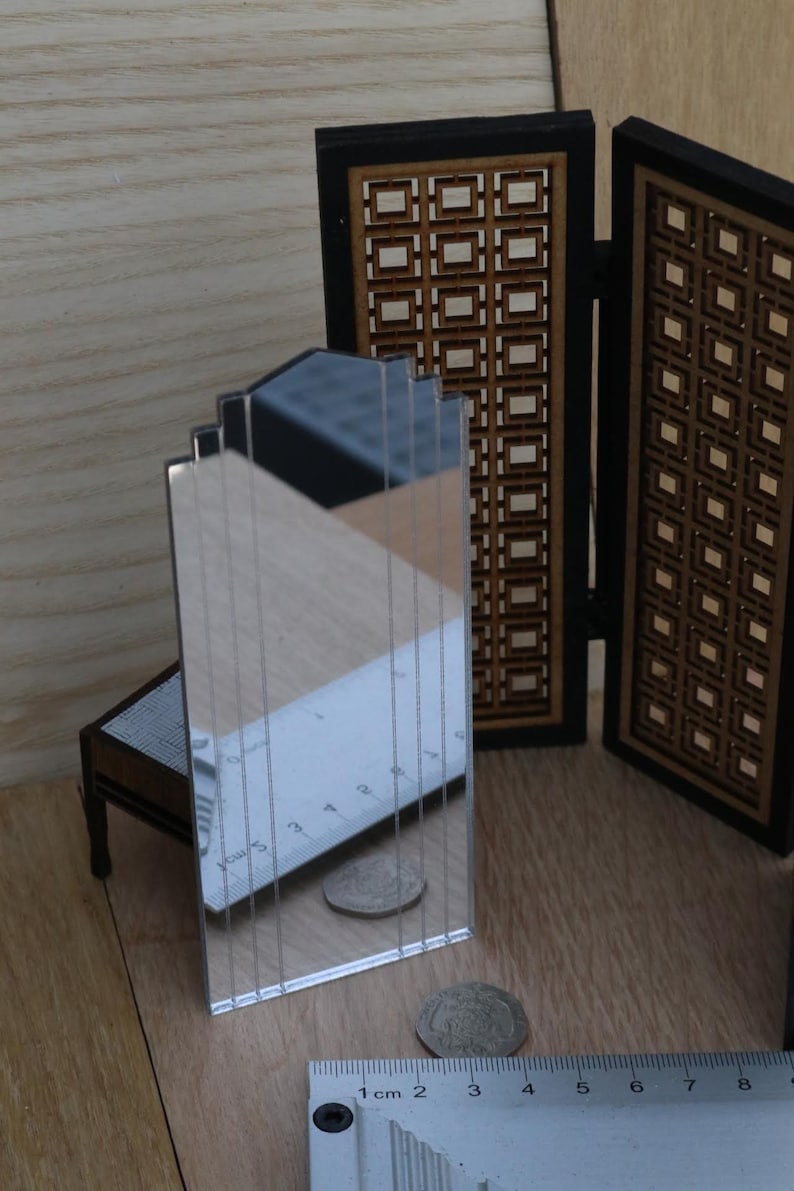 Art Deco Dollhouse Mirror: 1/12 Scale Tall Fan Mirror - Etsy