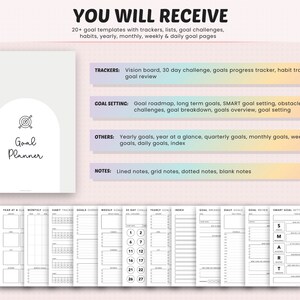 Goal Planner Bundle Printable Template Productivity Daily Weekly ...