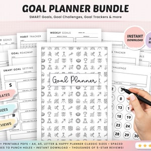 Goal Planner Bundle Printable Template Productivity Daily Weekly ...