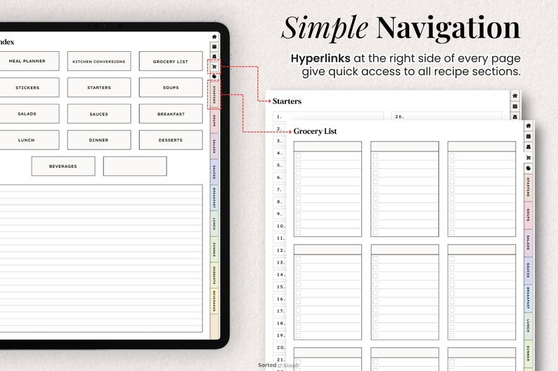 Digital Recipe Book Template for iPad | Hyperlinked Cookbook & Meal ...