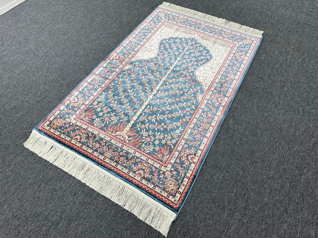 Turkish Prayer Mat Silk Rug, 3x4 Carpet, Seccadah Silk Rug, Bamboo Silk ...
