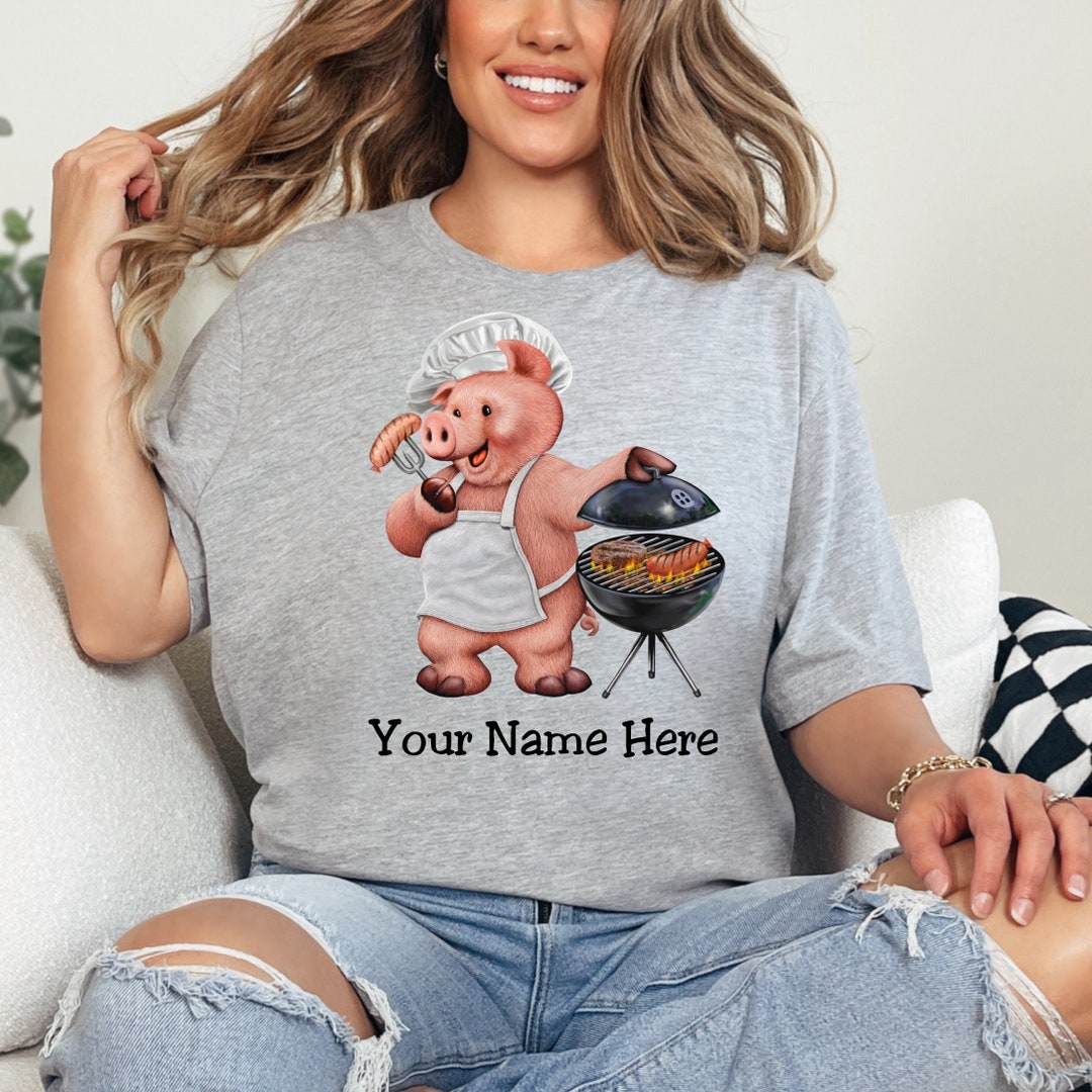 Personalized BBQ Pig T-shirt Grille Burger Design, Sports Shirt, Custom ...