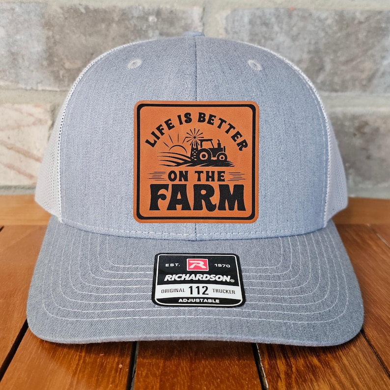 Farm Life Leather Patch Trucker Hat, Richardson 112, Life is Better on ...