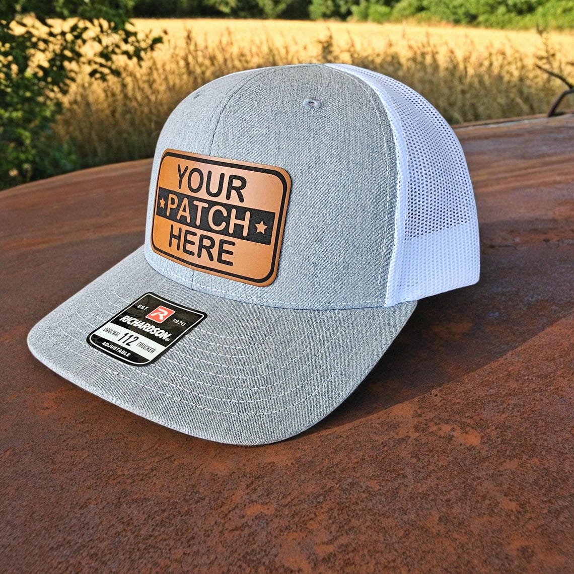 Personalized Firefighter Leather Patch Trucker Hat With Maltese Cross ...
