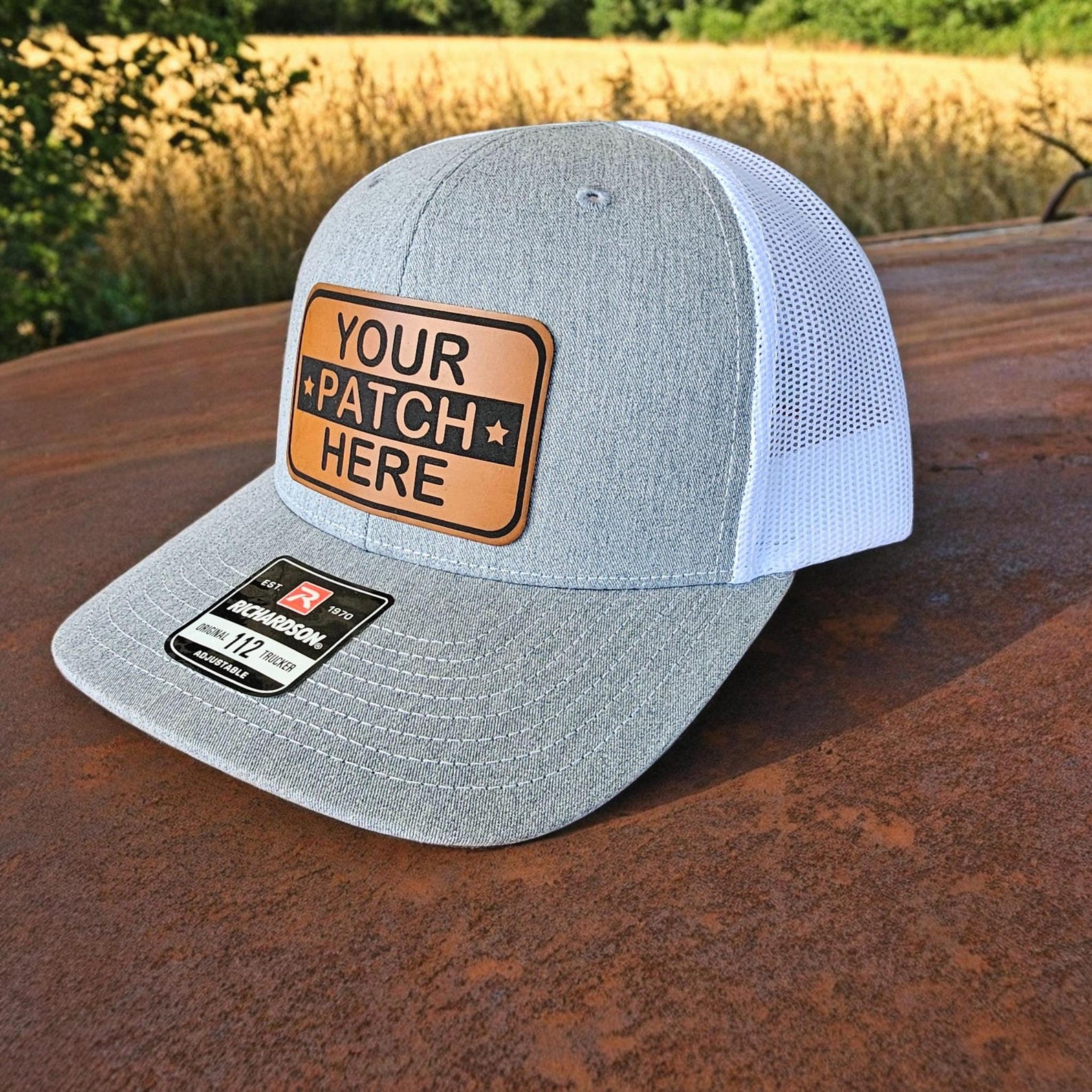 Personalized Firefighter Leather Patch Trucker Hat With Maltese Cross ...