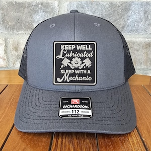 Funny Mechanics Leather Patch Trucker Hat, Richardson 112, Mens Shop ...