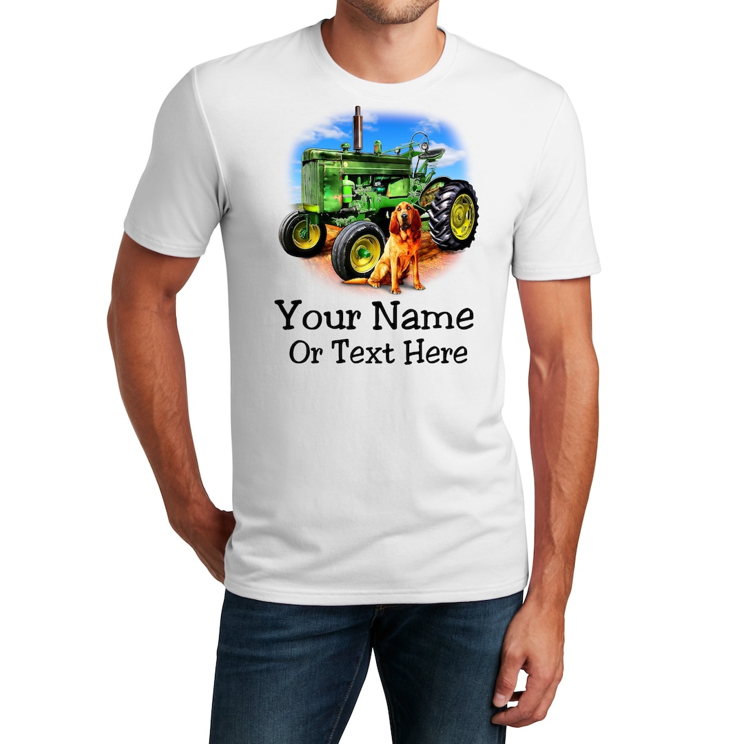 Personalized T-shirt Green Tractor Dog Design, Sports Shirt, Printed ...