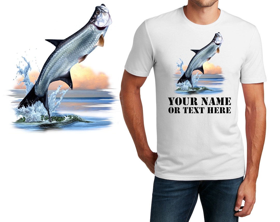 Personalized T-shirt Tarpon Leap Fish Design, Fishing Shirt, Custom ...