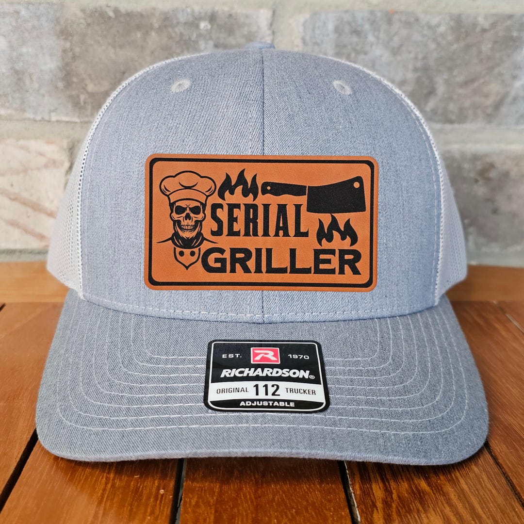 Griller Leather Patch Trucker Hat, Richardson 112, BBQ Bar B Q Cap ...