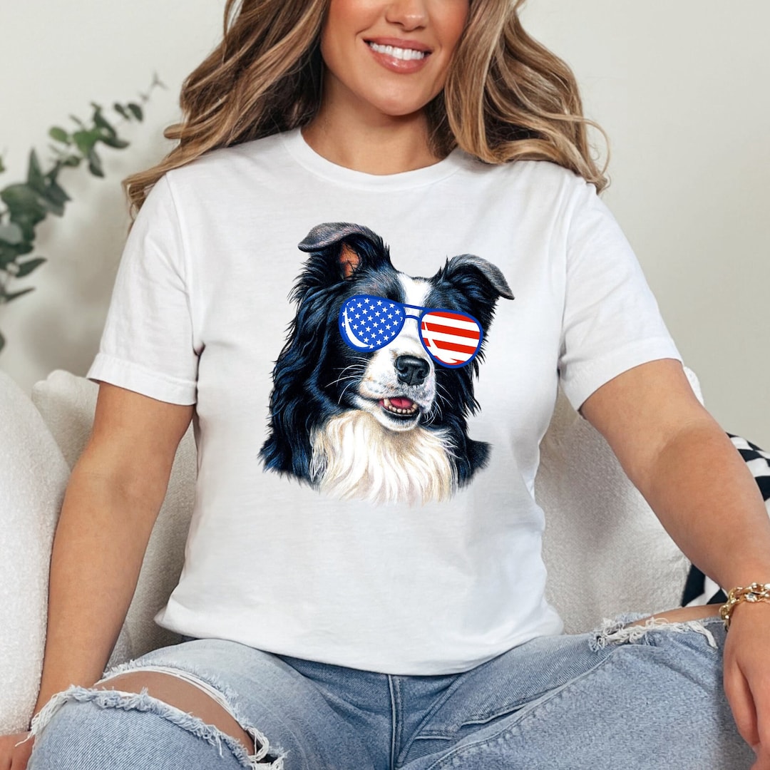 Border Collie 4th of July Tshirt, Dog Fourth of July T-shirt, Dog Mom ...