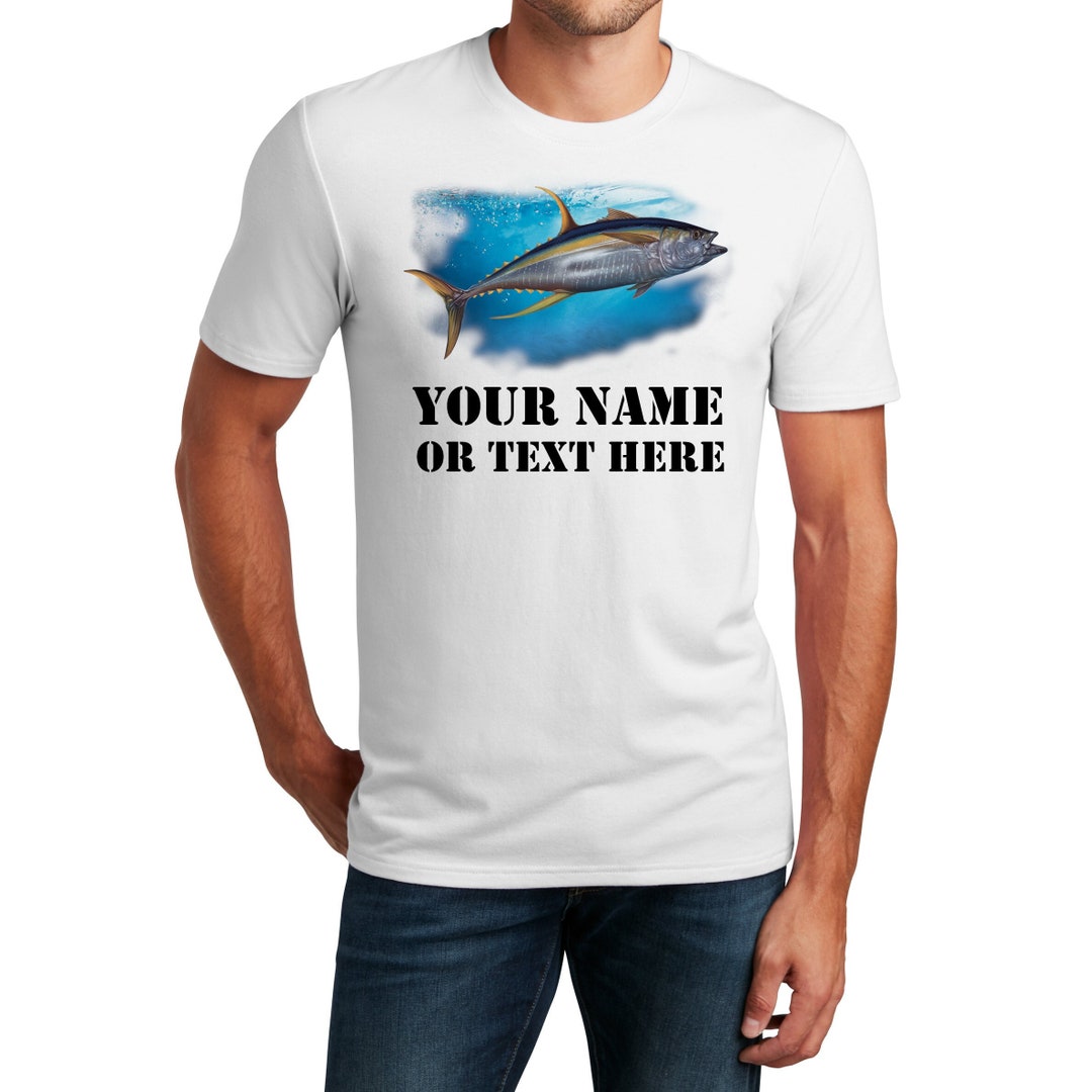 Personalized T-shirt Yellow Fin Tuna Fish Design, Fishing Shirt, Custom ...