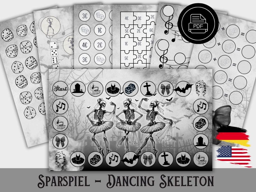 Savings Game Dancing Skeleton Savings Challenge Budgeting Cash Stuffing ...